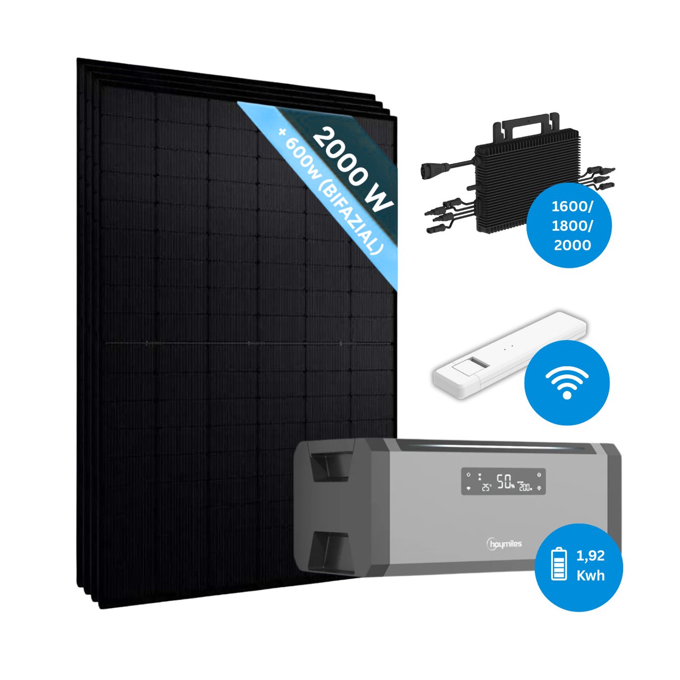 Hoymiles HiBattery 1920 AC Set with 4×500W Solar Panels Complete Set